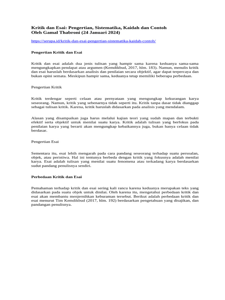 Materi Kritik Dan Esai | PDF