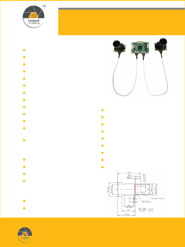 LI-OV580-STEREO Data Sheet: Key Features | PDF | Camera | Equipment