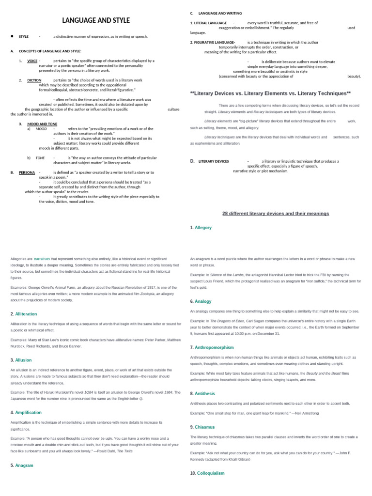 Literary Devices and Techniques | PDF | Narration | Narrative