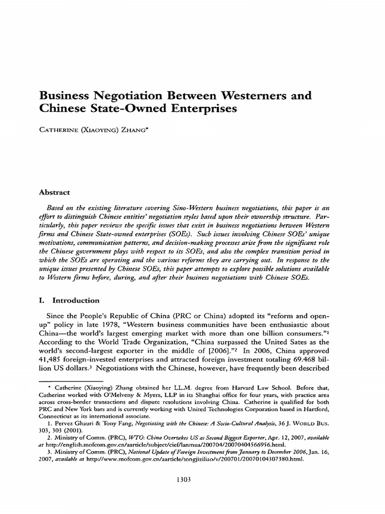 Business Negotiation Between Westerners | PDF | State Owned Enterprise ...