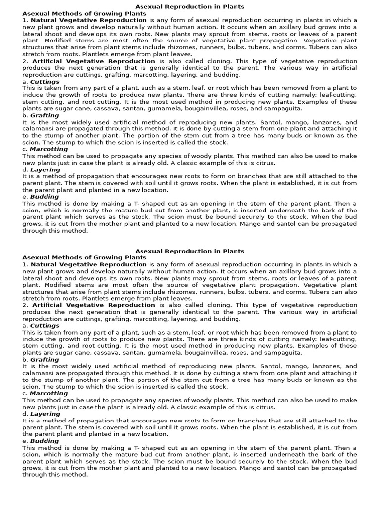 Grafting and Asexual Plant Reproduction | PDF | Grafting | Plant Morphology
