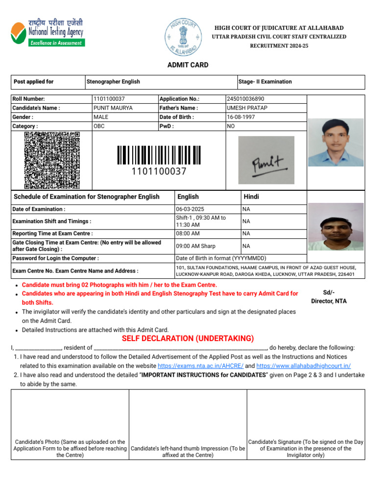 Stenographer (Grade-III) | PDF | Identity Document