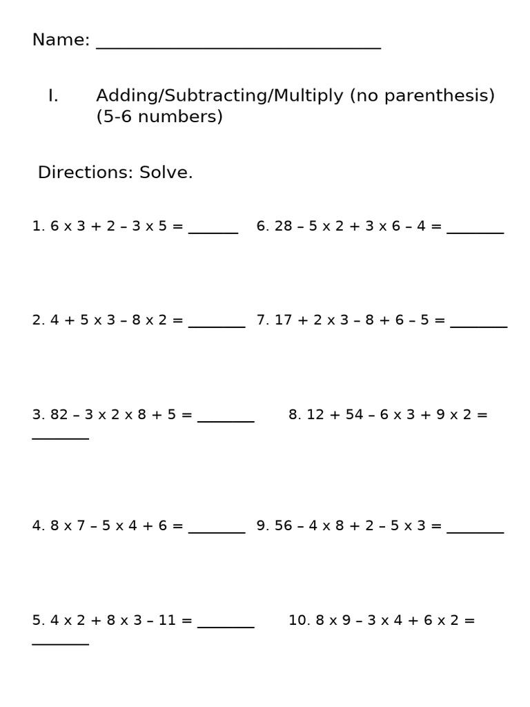 Worksheet For Math | PDF
