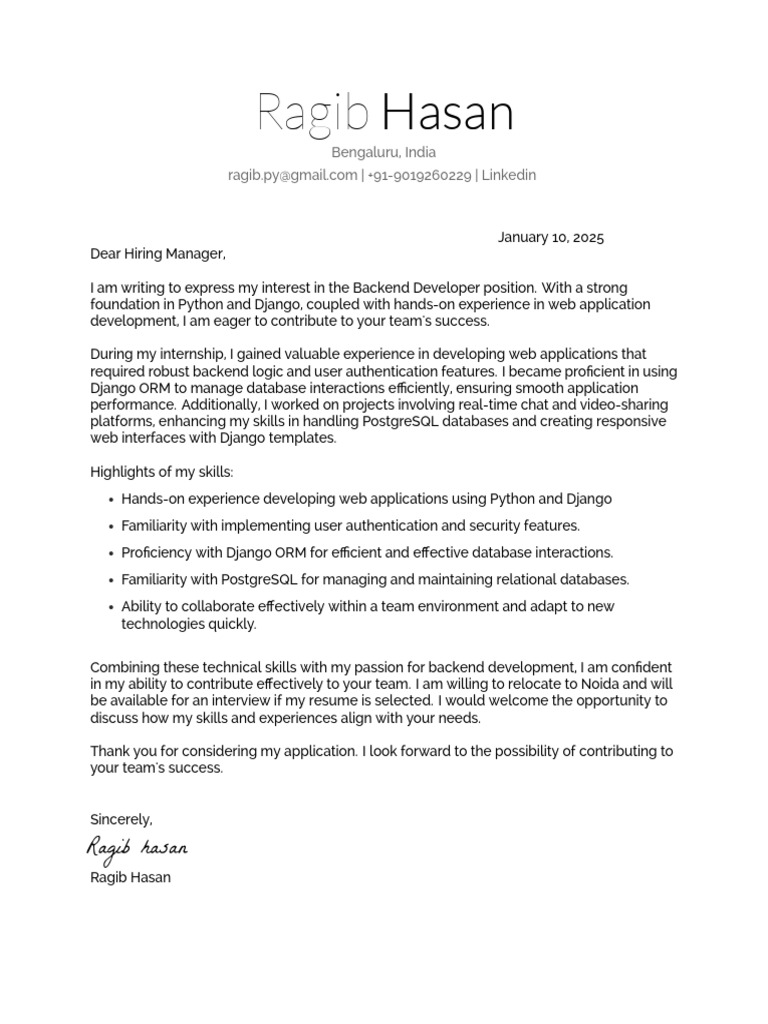 Ragib-CoverLetter | PDF