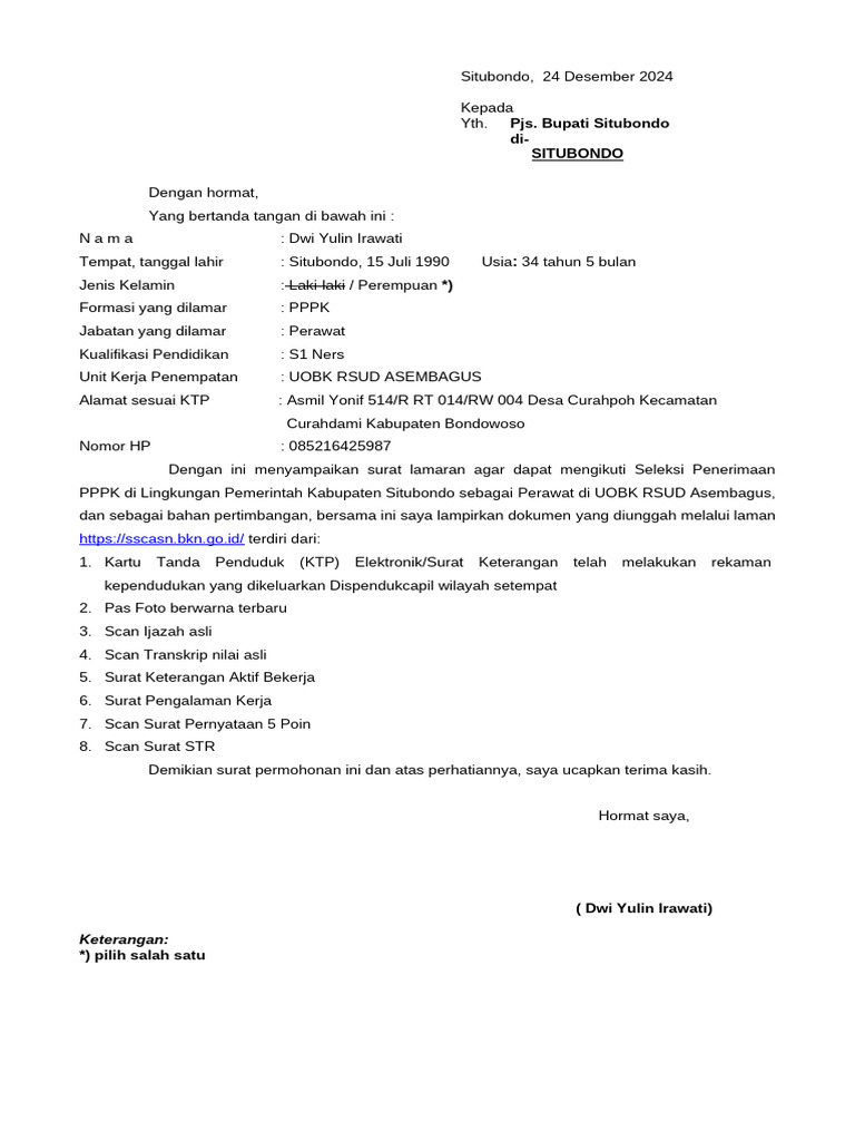 Surat Lamaran Fix | PDF