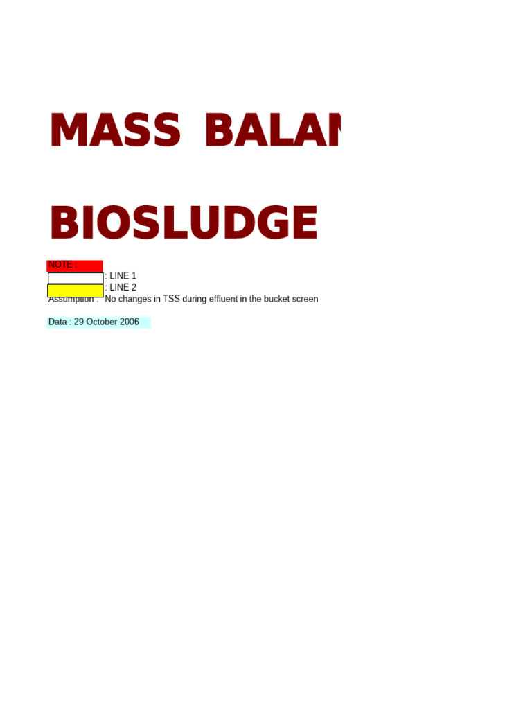 Mass Balance Effluent-Biosludge Mixed Cond. | PDF | Water Pollution | Pollution