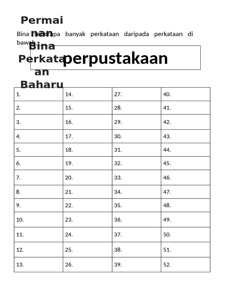 Bina Perkataan Baharu | PDF