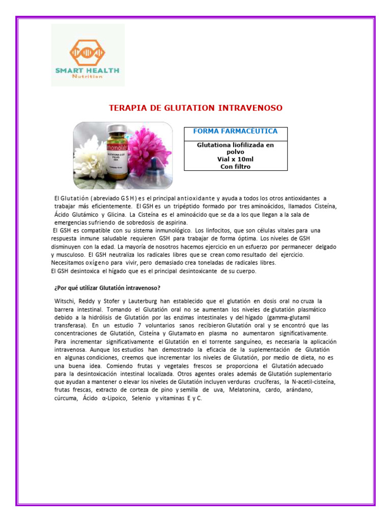 Glutationa Terapia Intravenosa | PDF | Glutatión | Antioxidante