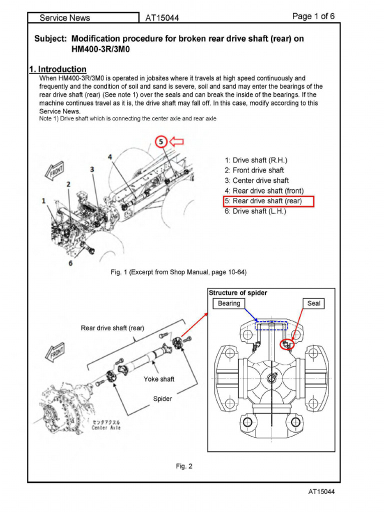 AT15044 HM400-3R Rear Drive Shaft (FILEminimizer) | PDF