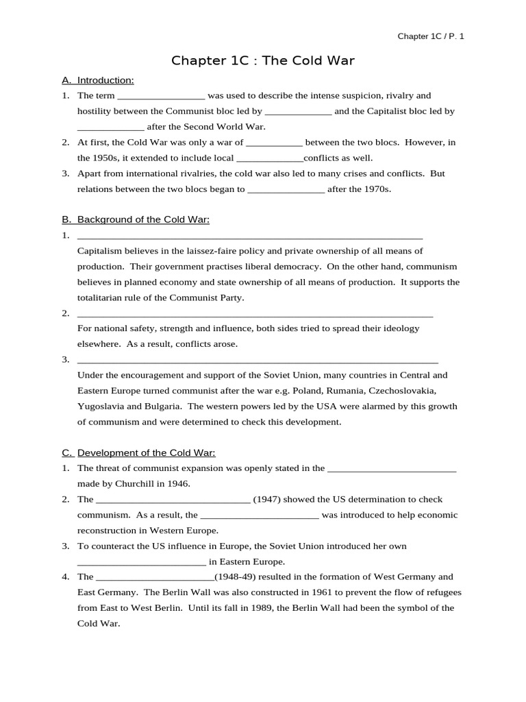 Notes- 1C_The Cold War | PDF | Cold War | Eastern Bloc