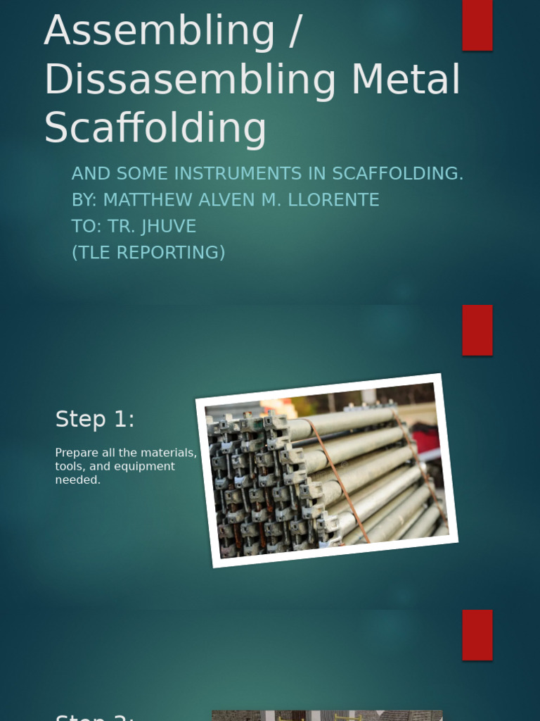 Metal Scaffolding Assembly Guide | PDF | Manufactured Goods | Tools