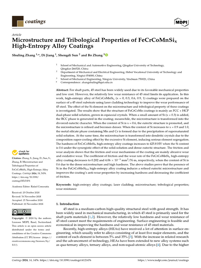 Microstructure and Tribological Properties of FeCr | PDF | Wear | Alloy