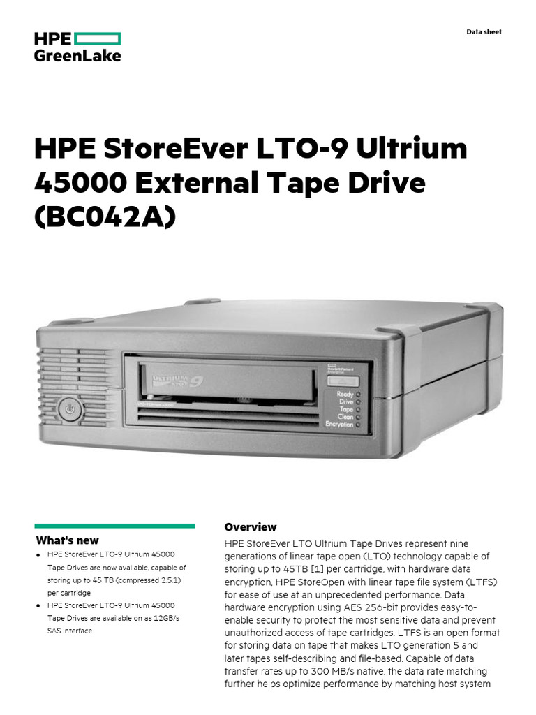 HPE StoreEver LTO-9 Ultrium 45000 External Tape Drive-PSN1014470129IEEN ...