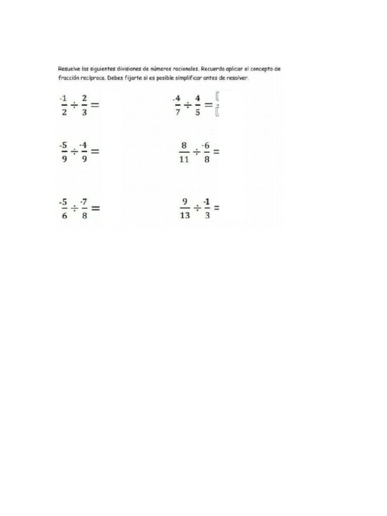 Tarea división de fracc | PDF
