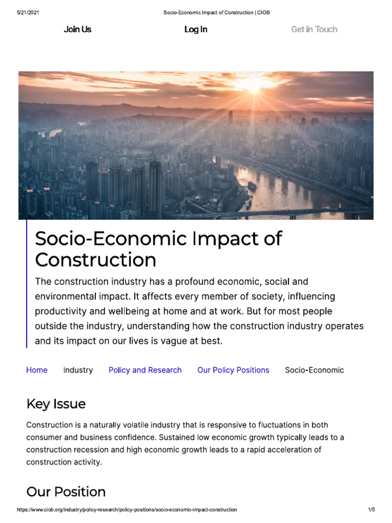 Socio-Economic Impact of Construction - CIOB | PDF