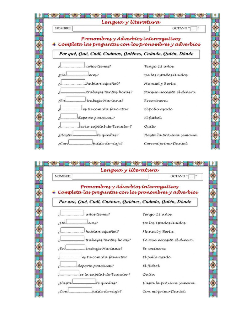 Pronombre Interrogativos | PDF