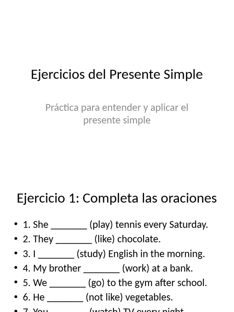 Ejercicios Presente Simple | PDF