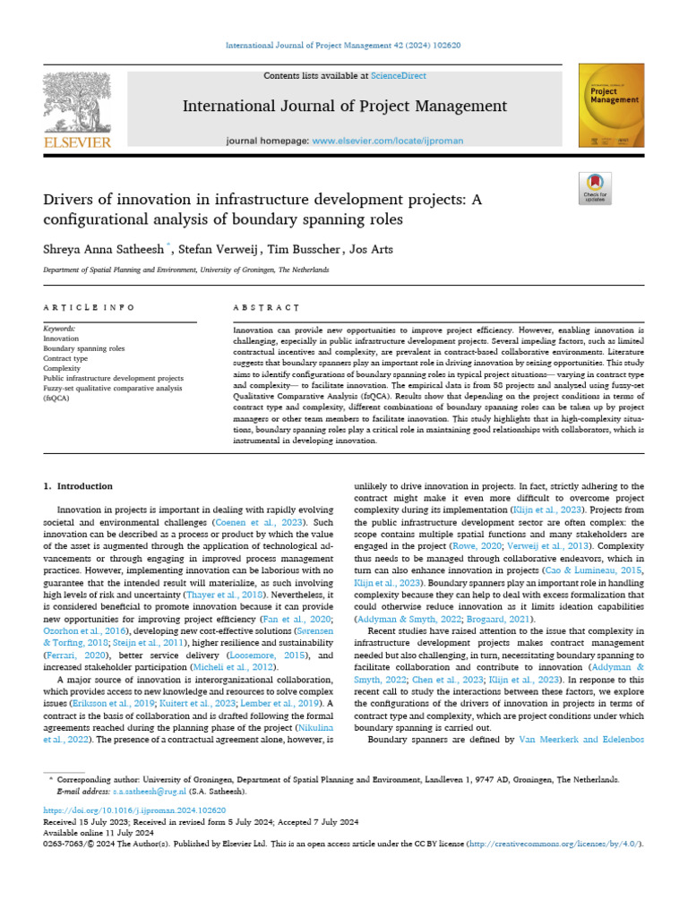 Drivers of Innovation in Infrastructure Projects | PDF | Survey ...