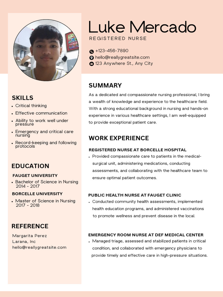 Peach Simple Modern Nursing Resume - 20250217 - 202412 - 0000 | PDF