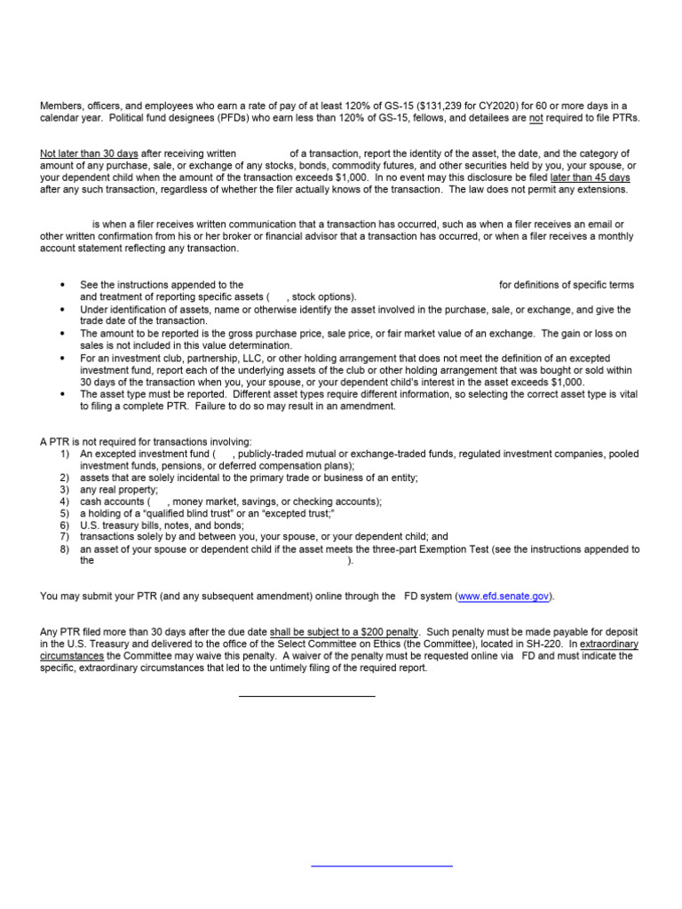 PTRs Filing Deadlines and Penalties | PDF | Investment Fund | Stocks