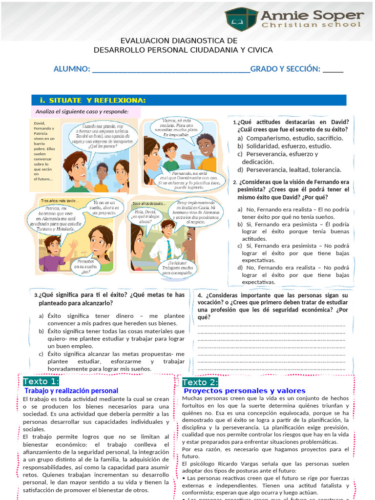 5° DPCC - EVALUACION DIAGNOSTICA ok | PDF | Planificación