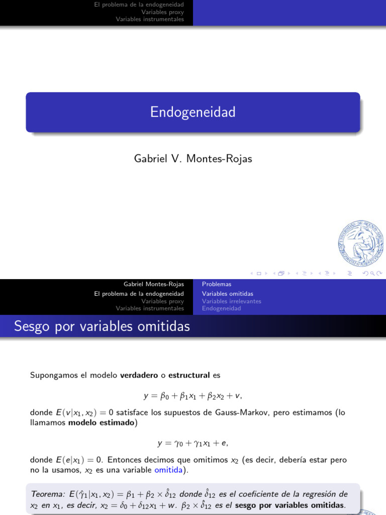 Endogeneidad | PDF | Endogeneidad (Econometría) | Teoría de la estimación