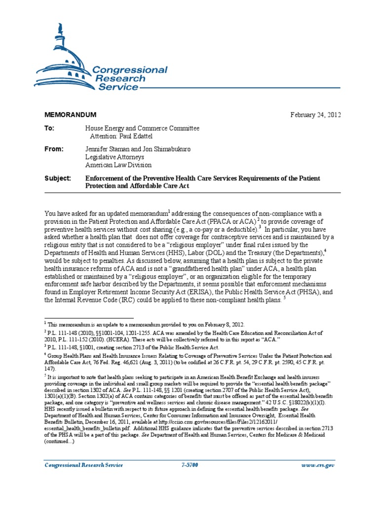 CRS: Enforcement of Preventive Requirements | PDF | Employee Retirement ...