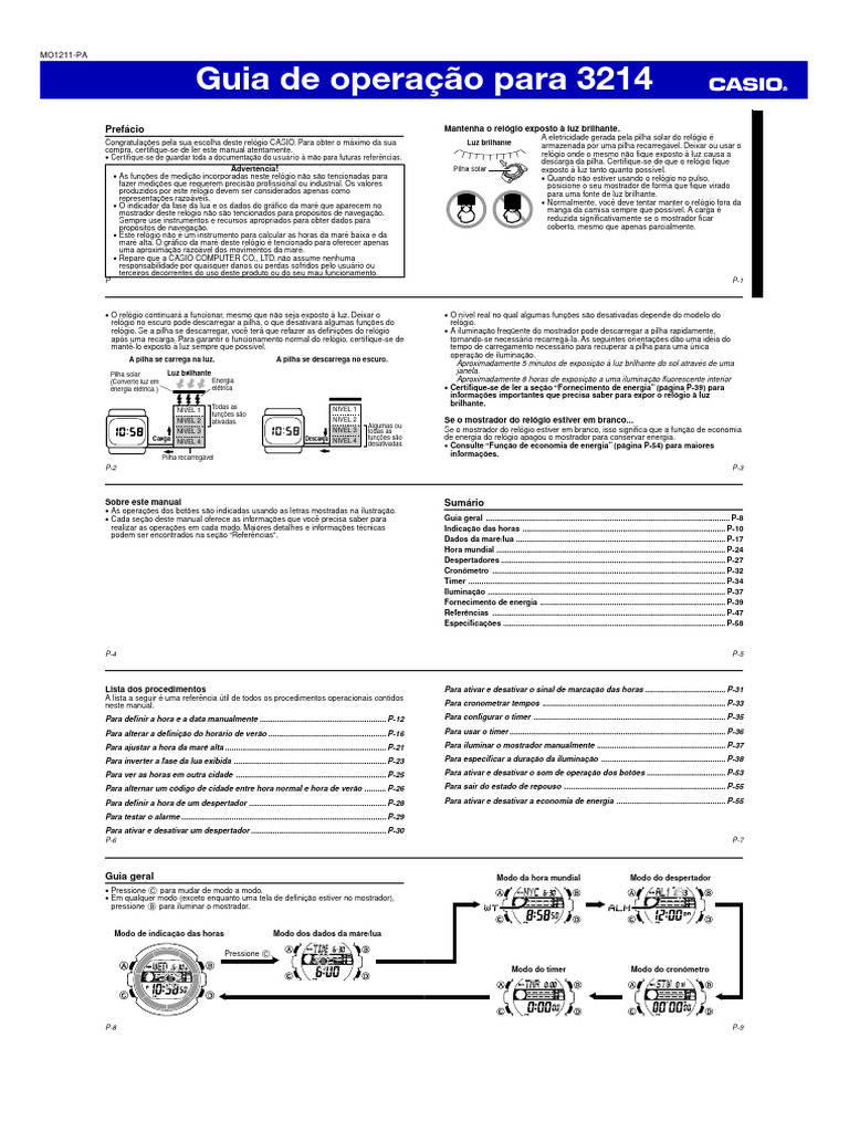 Casio 3214 Manual 3214-PT | PDF | Maré | Lua