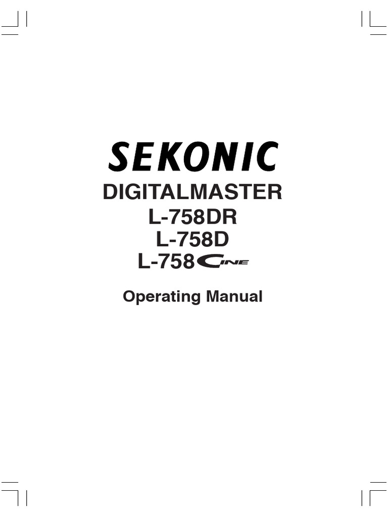 Sekonic Digitalmaster L-758 Dr-English Marcaçôes | PDF | Exposure ...