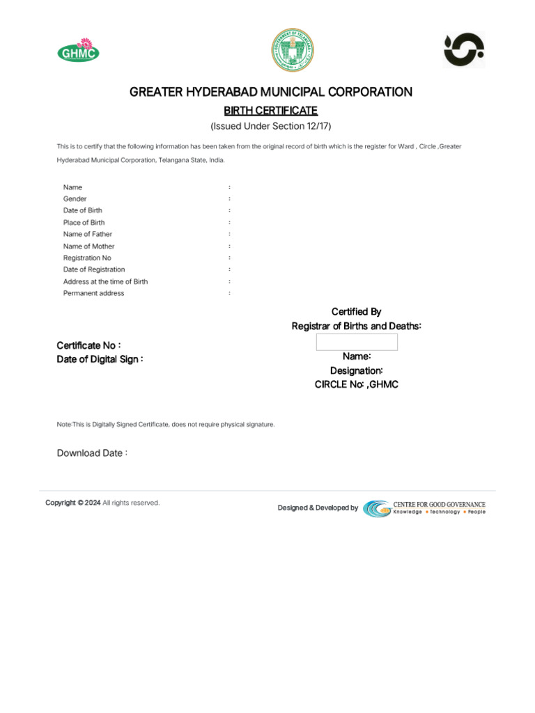 Sample Birth Certificate | PDF