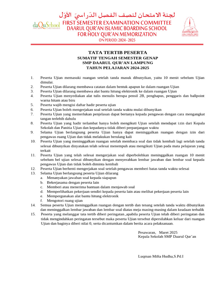 Tata Tertib Peserta Pts | PDF