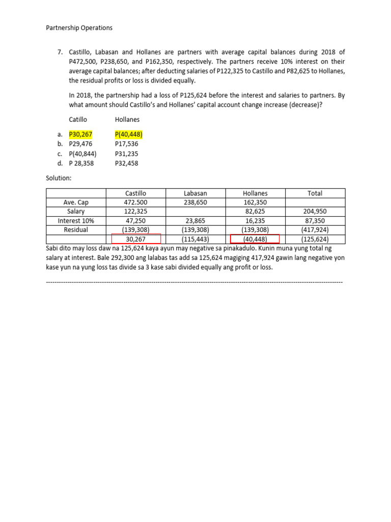 Partnership Operation Exercises With Answers and Solutions Merged | PDF ...