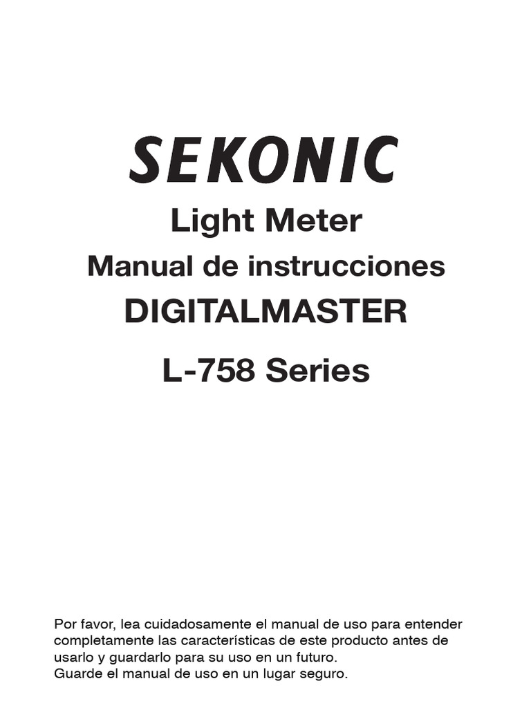 Manual Do Usuário Espanhol Sekonic L-758DR-U DIGITALMASTER Light Meter ...