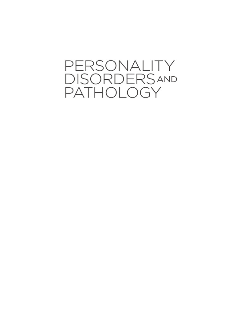 Personality Disorders and Pathology Integrating Clinical Assessment and ...
