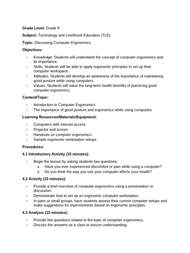 Q3 Discussing Computer Ergonomics | PDF | Multiple Choice | Learning