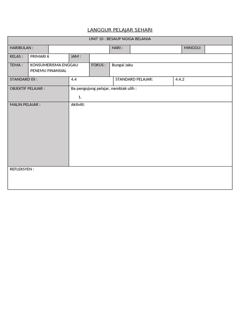 Format Langgur Pelajar Sehari | PDF
