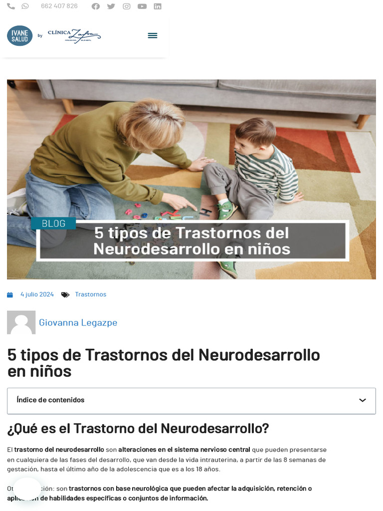 5 Tipos de Trastornos Del Neurodesarrollo en Niños - IVANESALUD | PDF | Desorden hiperactivo y ...