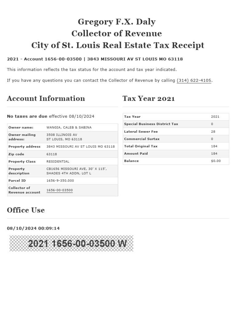 Real Estate Tax Receipt | PDF