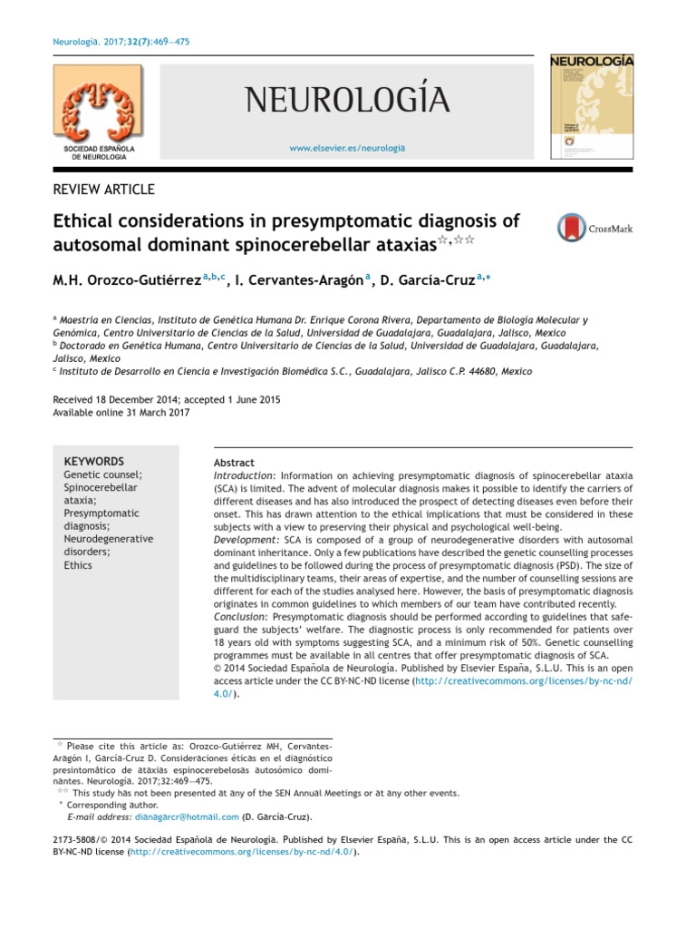 Ethical Considerations in Presymptomatic Diagnosis of Autosomal ...