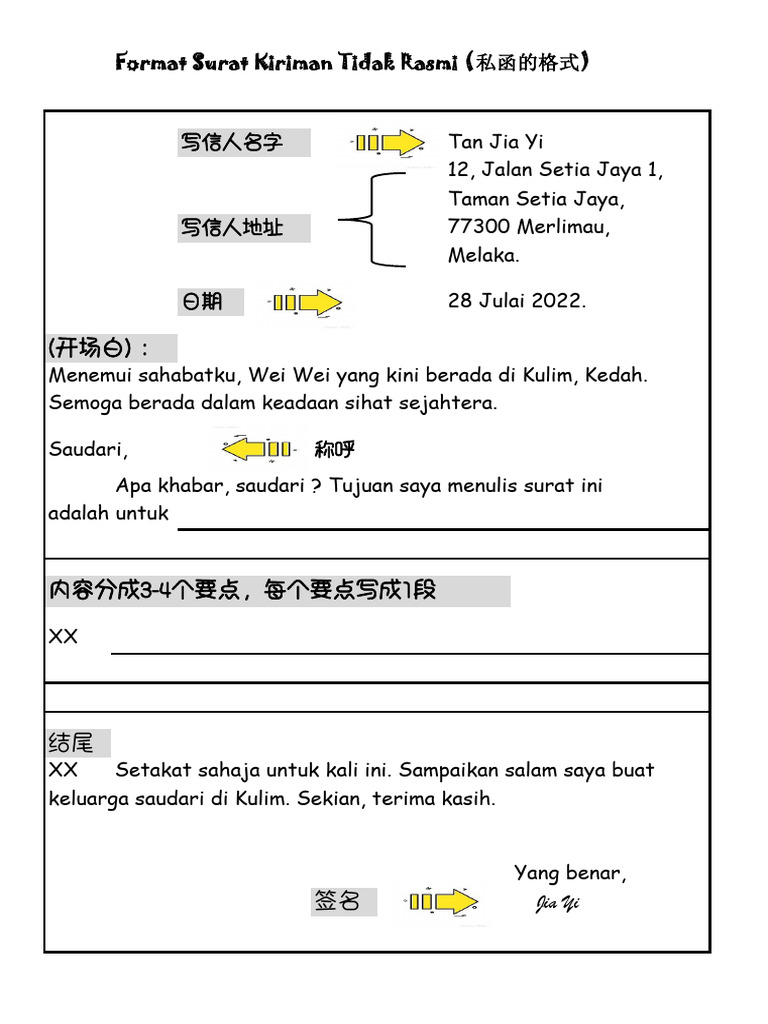 Format Surat Tak Rasmi | PDF