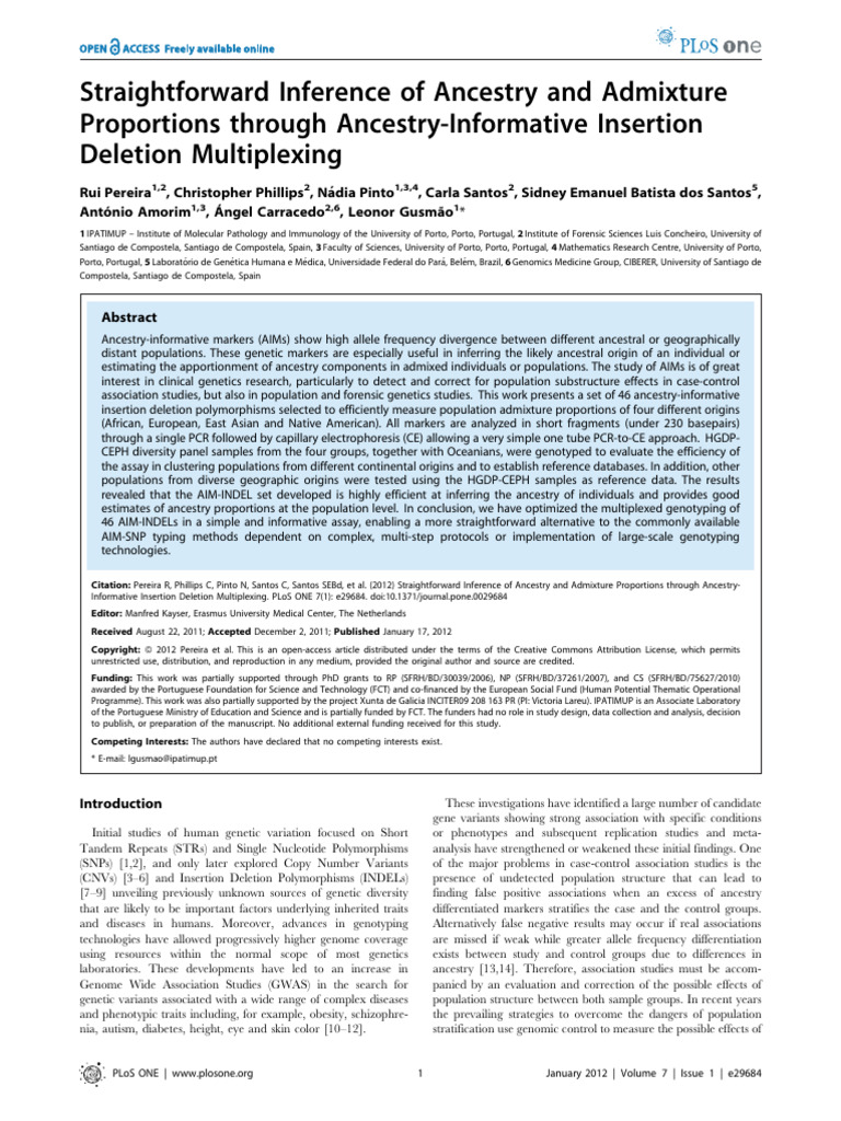 Straightforward Inference of Ancestry and Admixture | PDF | Single ...