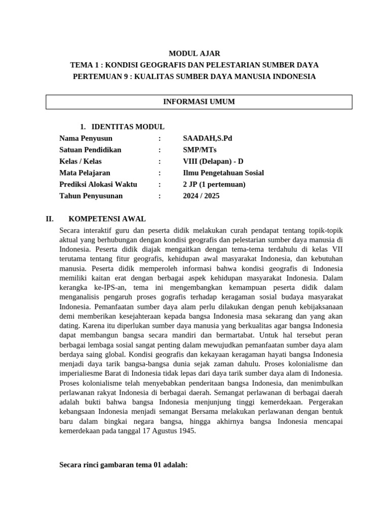 RPP TO PMM&PPG ( TEMA 1 PERTEMUAN 9 )[1] | PDF