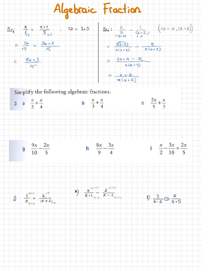 Simplifying Algebraic Fractions Guide | PDF | Mathematics | Algebra