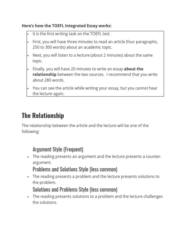 TOEFL Writing Information | PDF | Test Of English As A Foreign Language ...