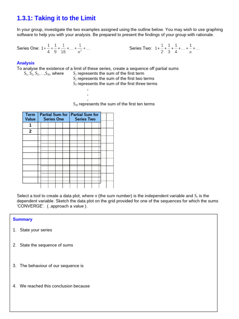 Investigating Limits Trio Activity | PDF | Function (Mathematics ...