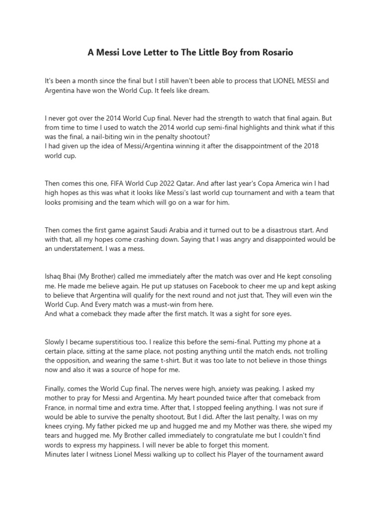 Messi's Emotional World Cup Journey | PDF | Lionel Messi | Fifa World Cup