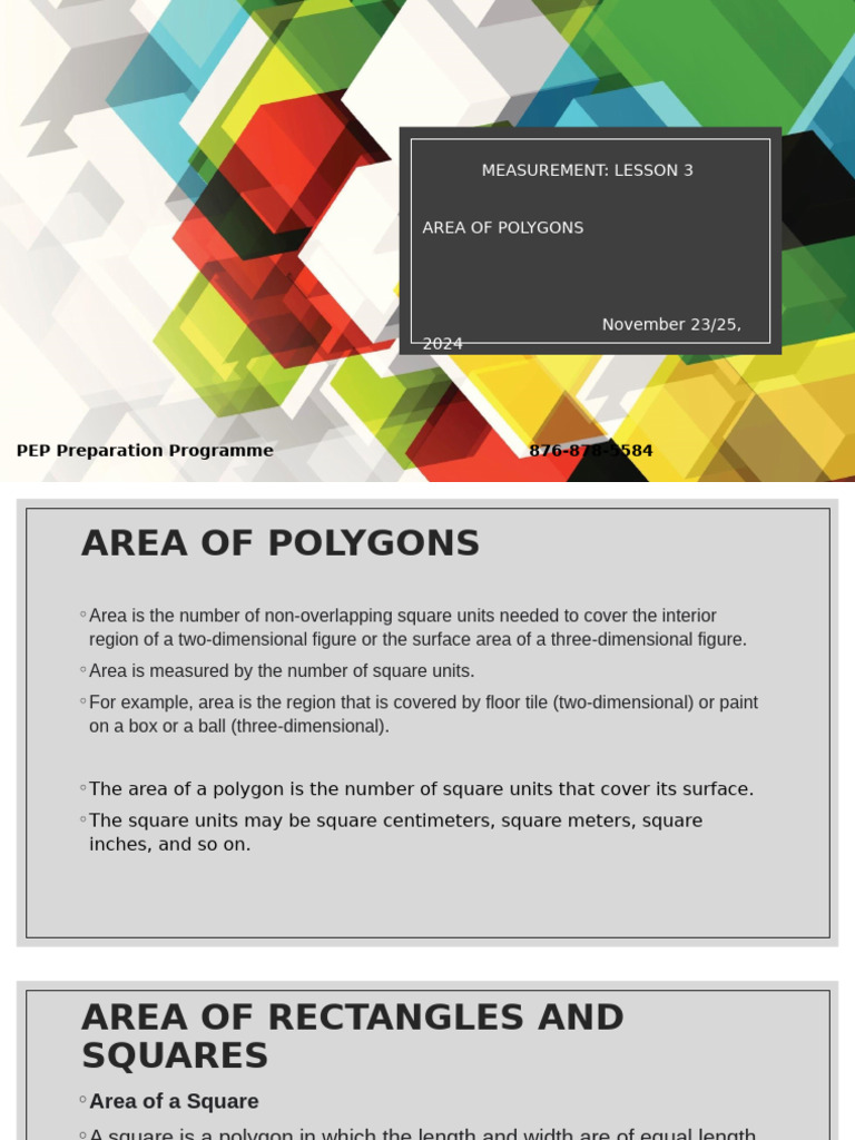 Measurement - Area of Polygons (2024-2025) | PDF | Area | Rectangle
