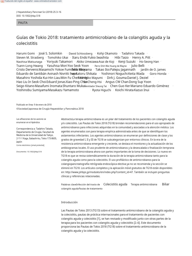 Guías Tokio 2018: Antimicrobianos en Colangitis | PDF | Especialidades ...