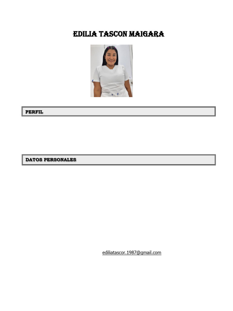 Perfil Profesional de Edilia Tascon Maigara | PDF