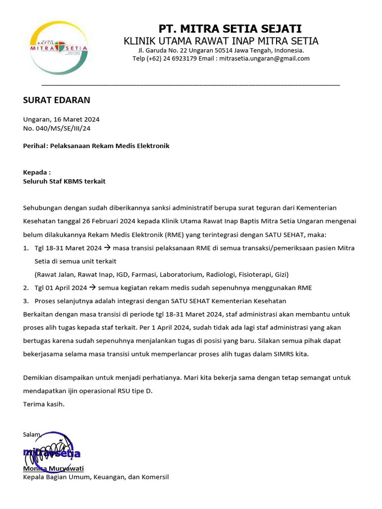 SE-40 '24 - Pelaksanaan RME 2024_ditandatangani | PDF